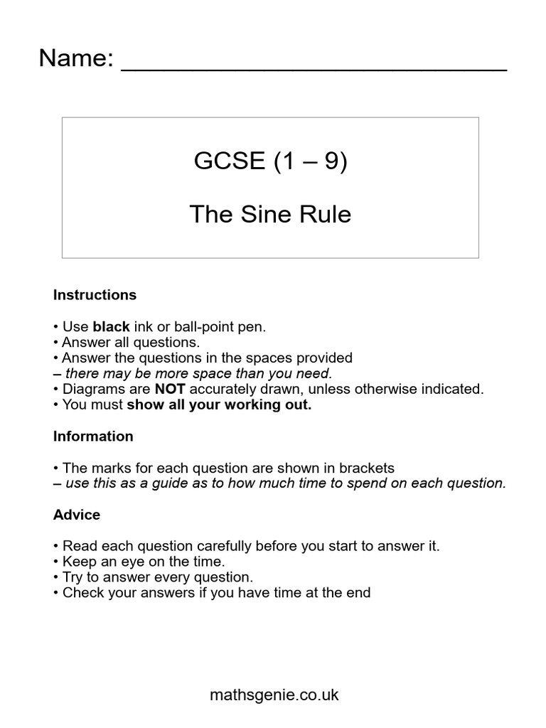7 Sine Rule PDF Significant Figures Triangle Geometry
