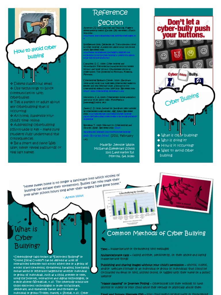 Cyber Bullying Brochure | Cyberbullying | Cyberspace
