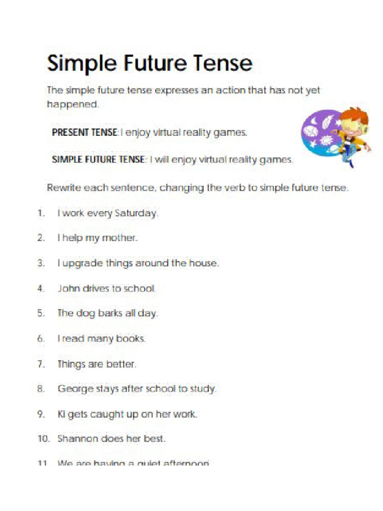 A Worksheet On Future Tense From 4 | PDF