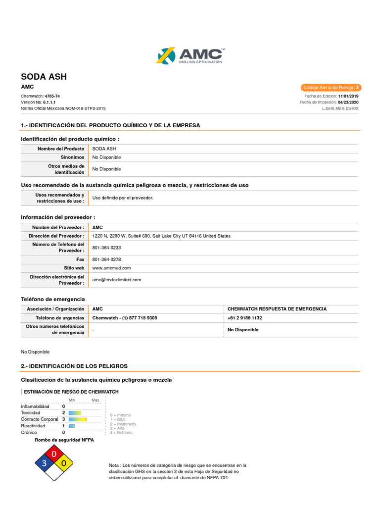 Soda Ash Sds | PDF | Química | Ciencias fisicas
