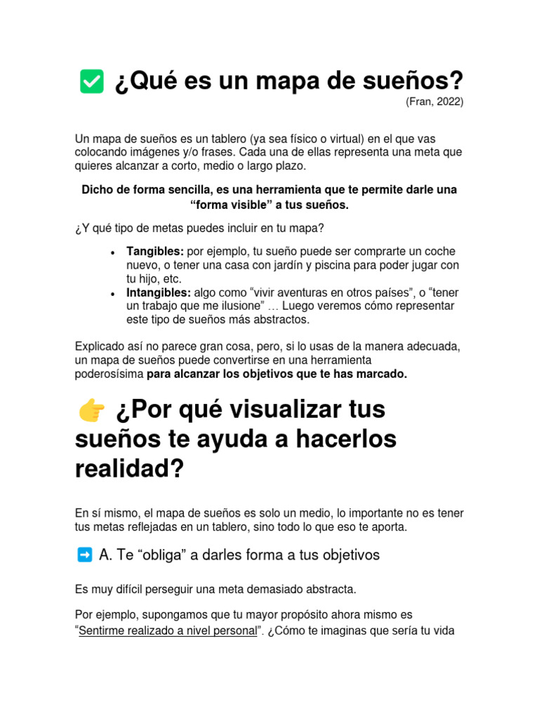 Qué Es Un Mapa De Sueños Y Cómo Se Hace Pdf Sueño