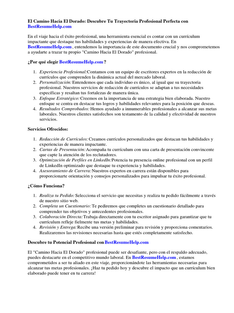 El Camino Hacia El Dorado Resumen | PDF | Plan de estudios