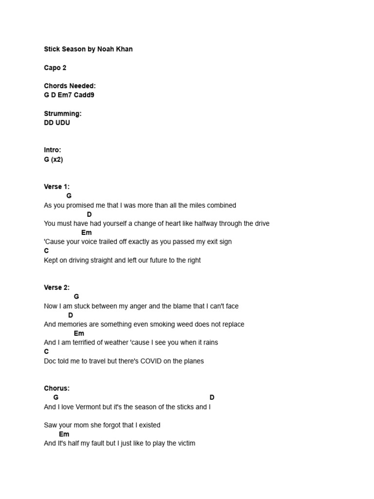 Stick Season | PDF | Songs