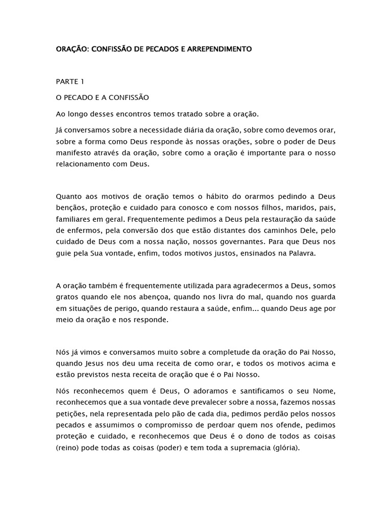 Estudo - Oração de Confissão e Arrependimento | Download grátis PDF ... Estudo - Oração de Confissão e Arrependimento | Download grátis PDF ...