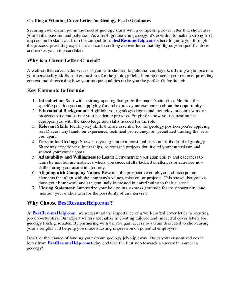 Cover Letter Geology Fresh Graduate | Download Free PDF | Geology ...