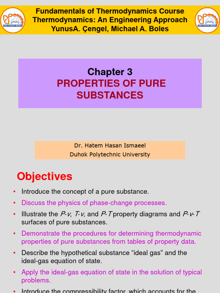 Properties of Pure Substances | PDF | Gases | Phase (Matter)