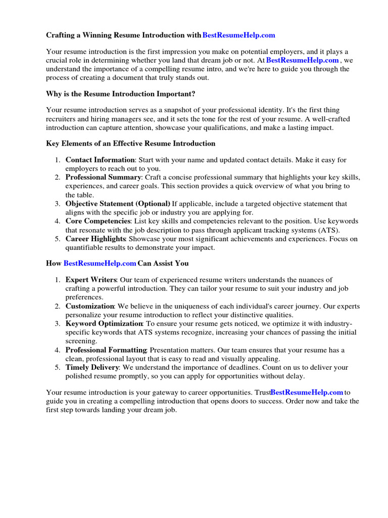 Resume Intro | PDF | Résumé | Marketing