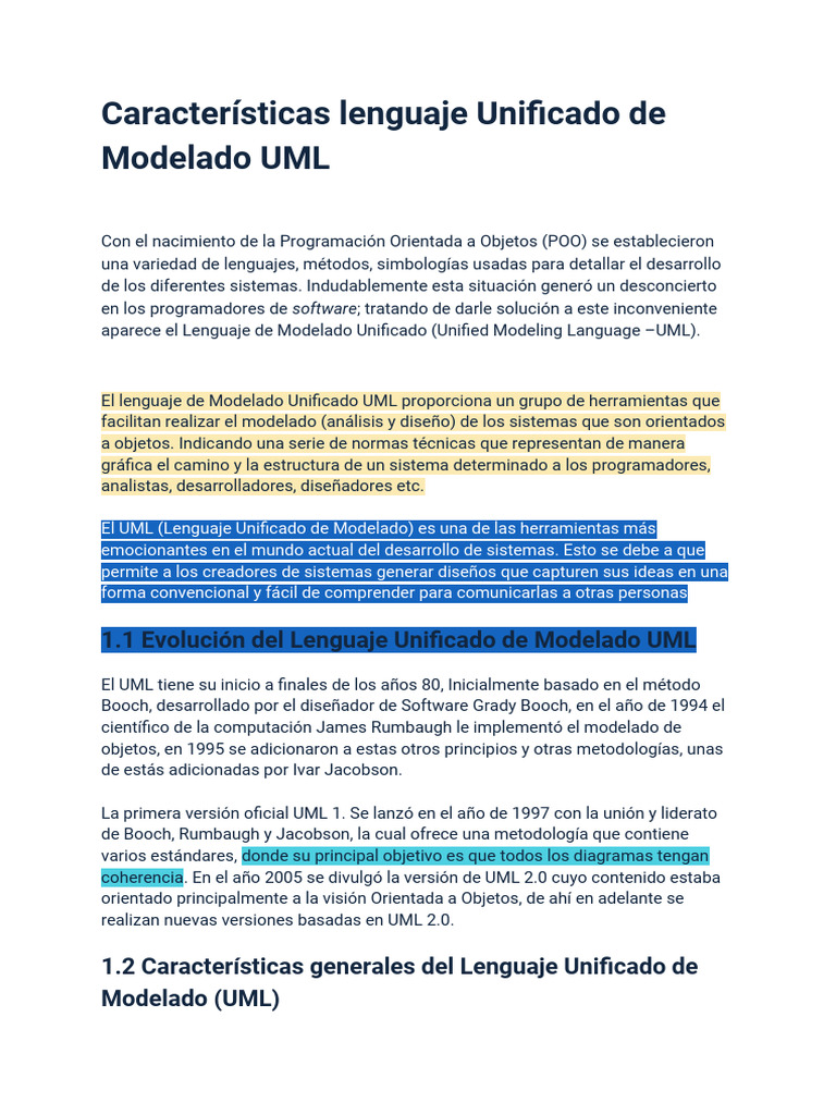 Caracteristicas de Lenguaje Unificado | PDF | Lenguaje de modelado unificado | Programación de ...
