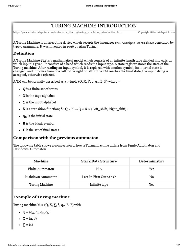 Turing Machine Introduction | PDF | Computer Programming | Applied Mathematics