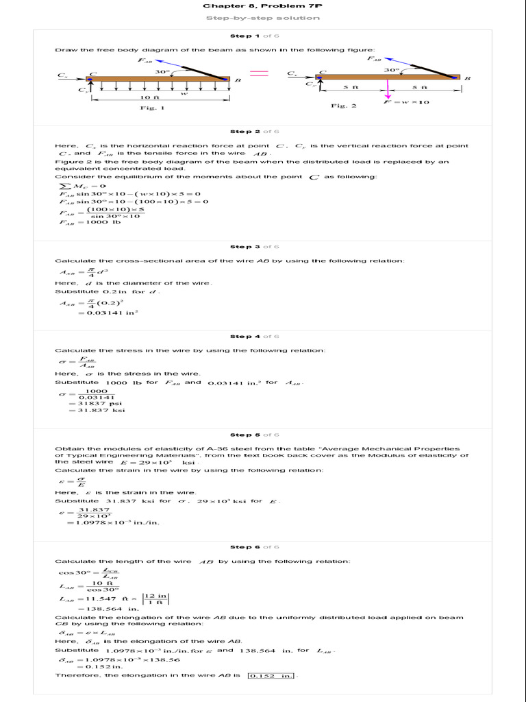 Statics & Mechanics of Materials Suggested Problems Chapter 8 | PDF