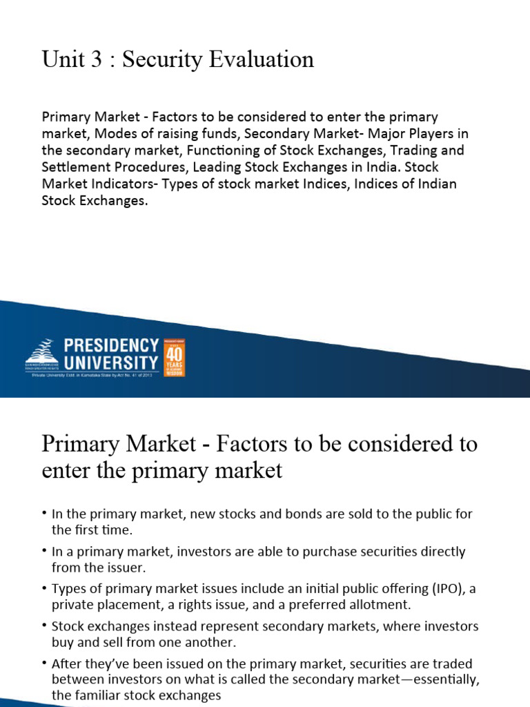 Unit 3 | PDF | Financial Markets | Stocks