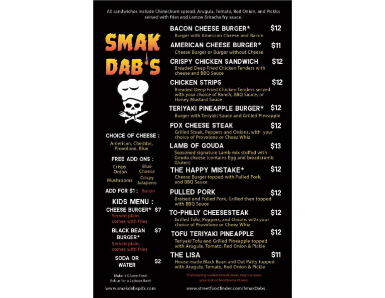 Smak Dabs Menu - 2023 | PDF