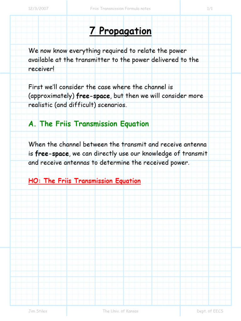 Friis Transmission Formula Explained | PDF | Antenna (Radio ...