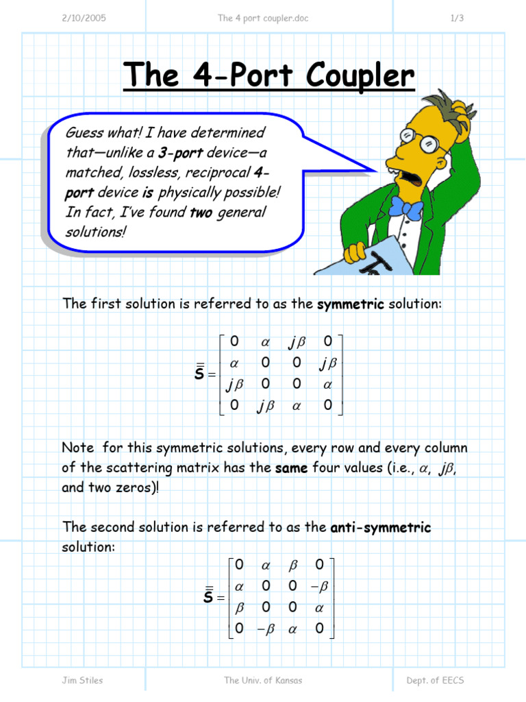 The 4 Port Coupler | PDF | Matrix (Mathematics) | Algebra