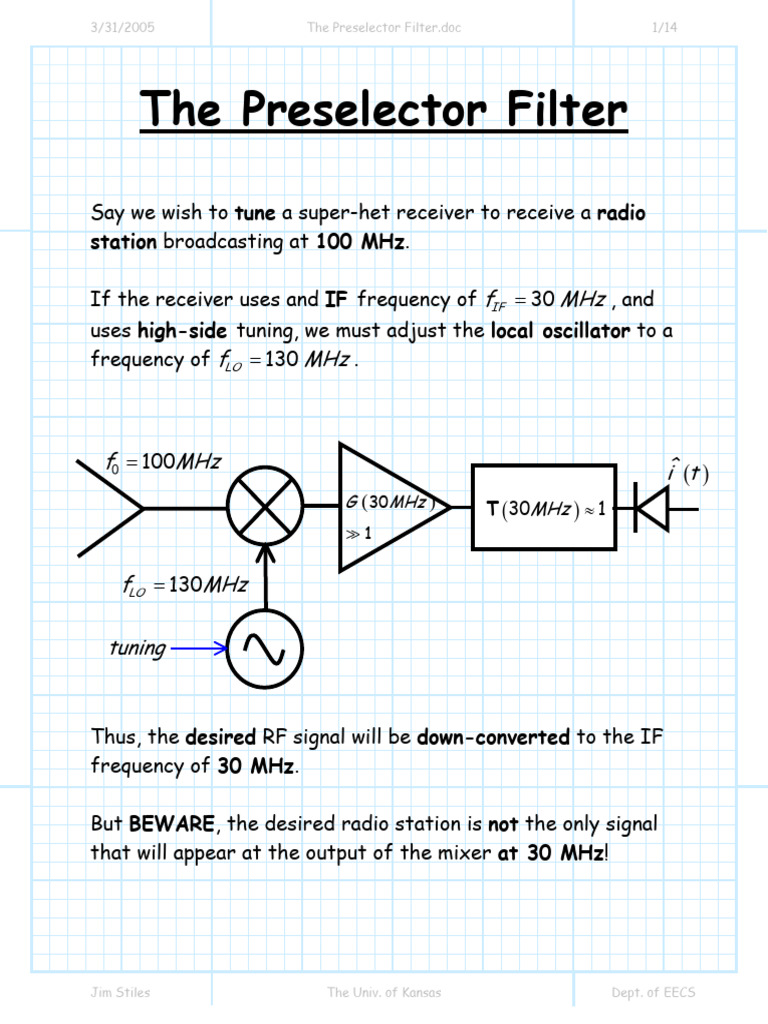 The Preselector Filter | PDF | Frequency Modulation | Radio