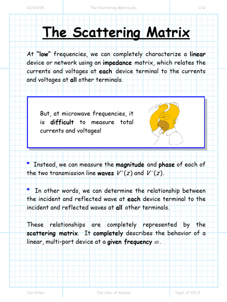The Scattering Matrix | PDF | Electromagnetism | Electronic Engineering