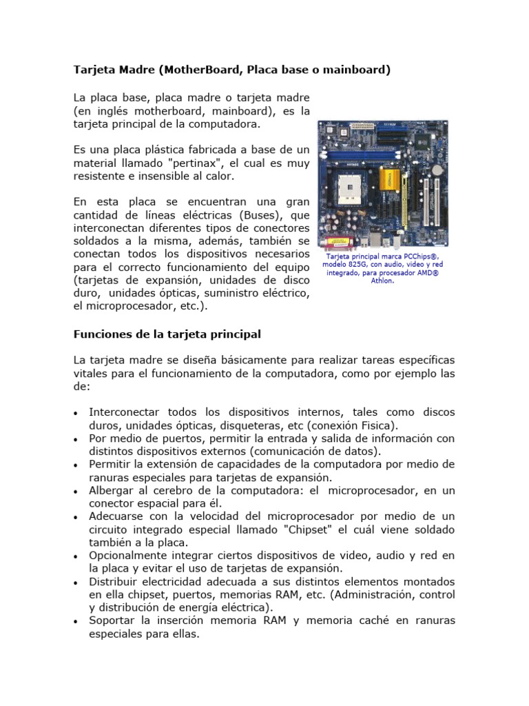 97858664 Tarjeta Madre | PDF | Microprocesador | Hardware de la computadora