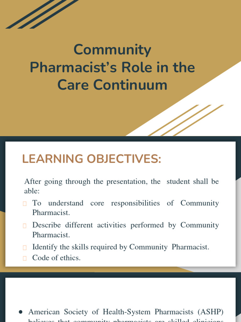Role of Community Pharmacist | PDF | Pharmacy | Pharmacist