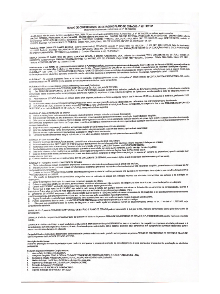 Documentos Do Contrato CIEE | PDF