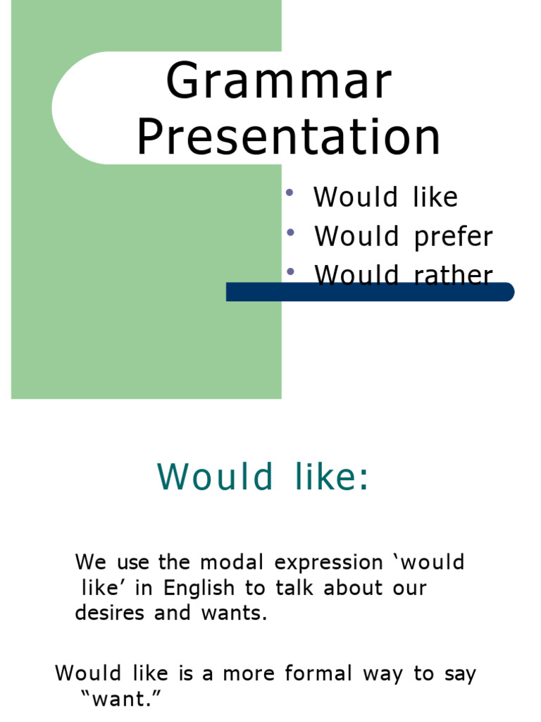 Wouldlike Wouldprefer Wouldrather | PDF | Verb | English Language