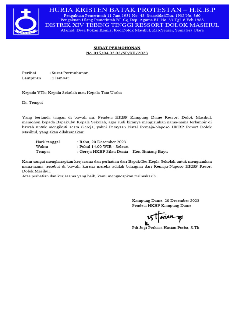 Surat Permohonan Izin | PDF