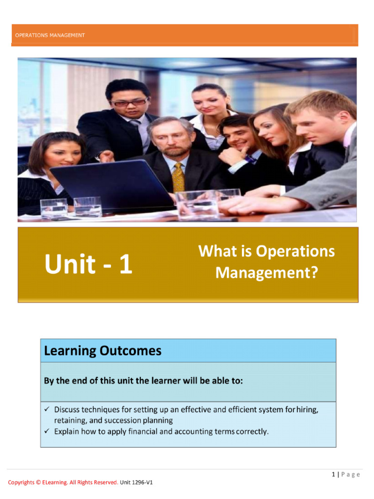 Unit 1 Introduction To Operations Management | PDF