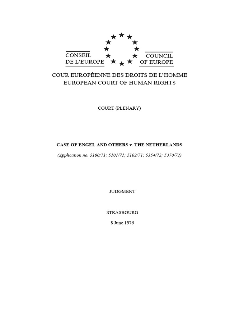 Engel v. Netherlands: ECHR Judgment | PDF | Military Justice | Crimes