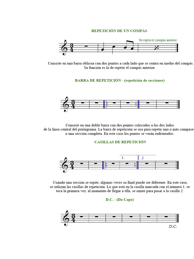 Signos de Repetición Musical | PDF | Melodía | Composiciones Musicales