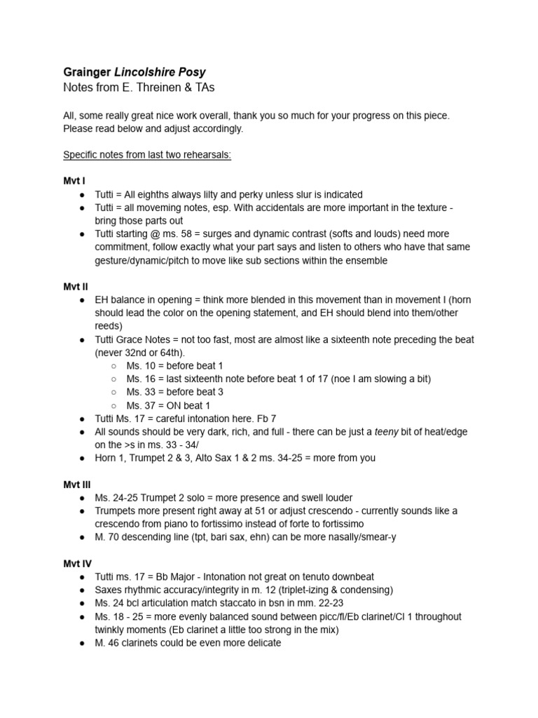Grainger Notes For Musicians | PDF | Music Theory | Elements Of Music
