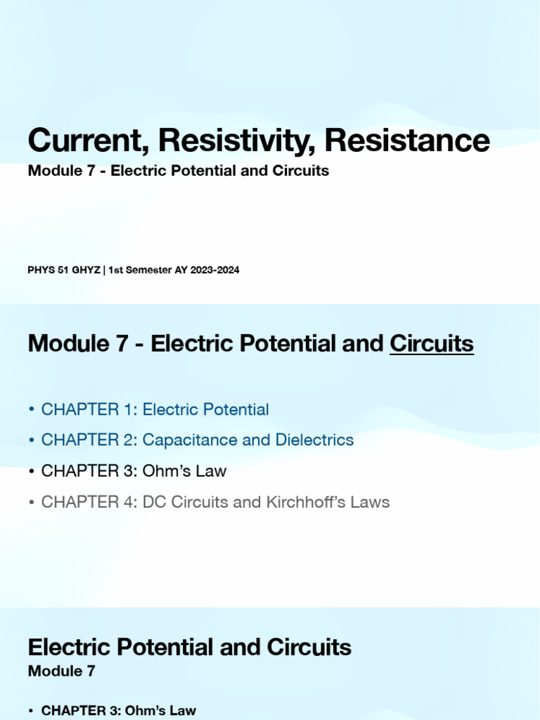 22 Electric Current Resistivity Resistance Pdf Electrical Resistivity And Conductivity
