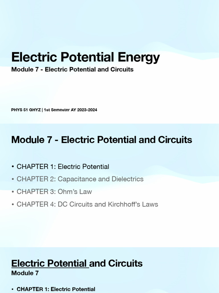 20 Electric Potential Energy | PDF | Electricity | Metrology