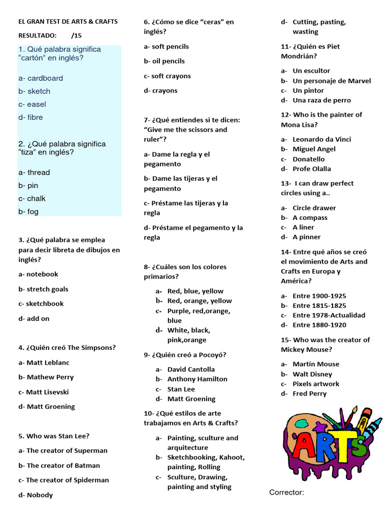 El Gran Test de Arts & Crafts | Descargar gratis PDF | Artes plásticas