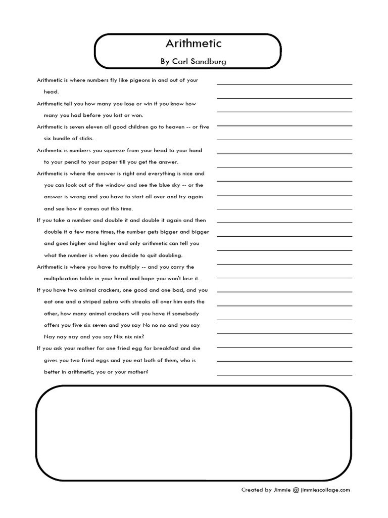 Arithmetic Poem by Sandburg | PDF