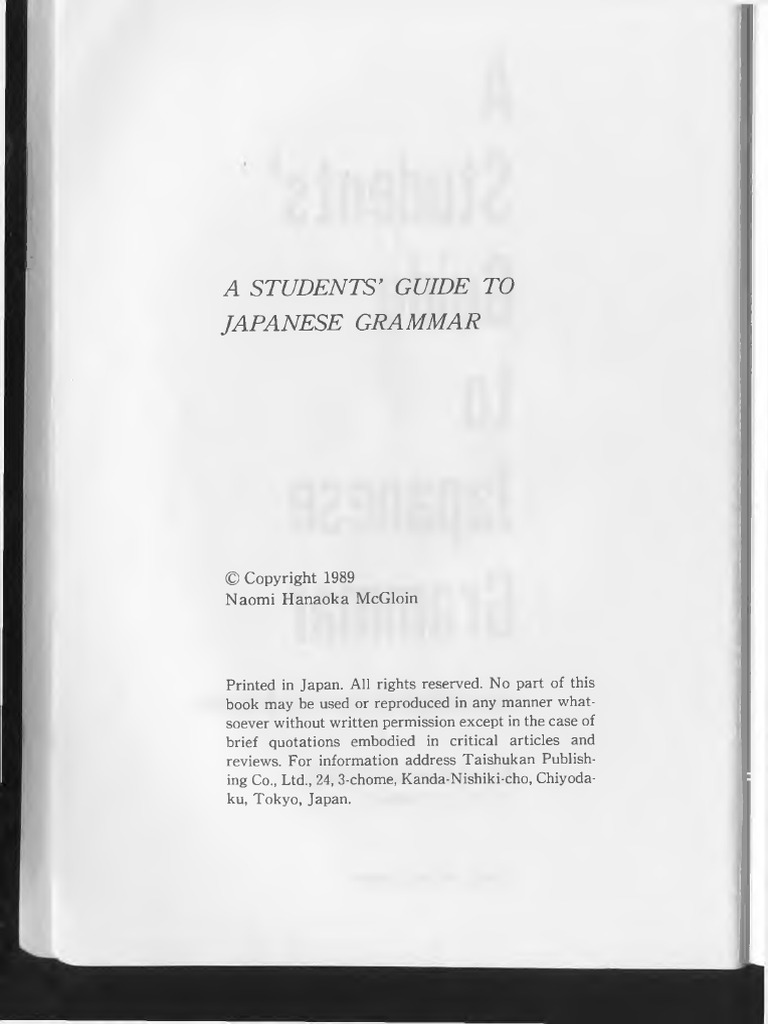 A Students Guide To Japanese Grammar Compress | Download Free PDF ...