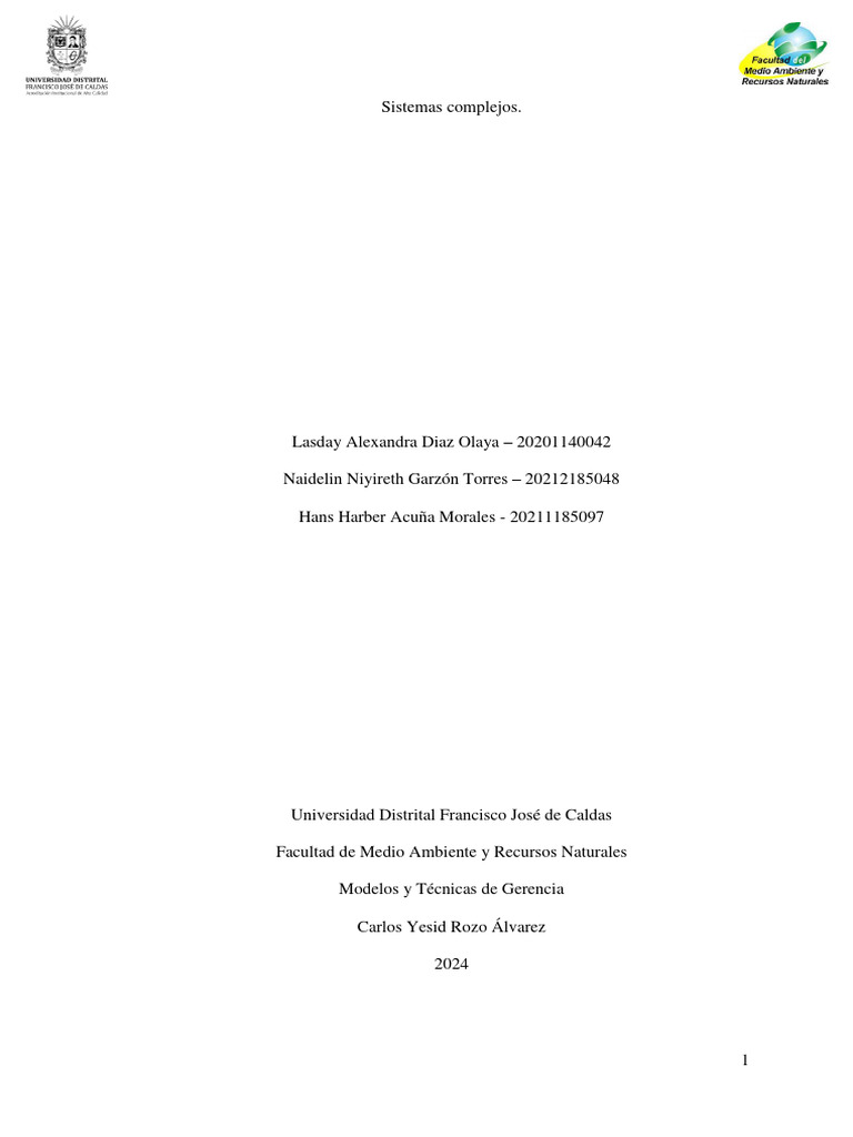 Trabajo Sistema Complejo | PDF | Sistema | Ciencia de sistemas