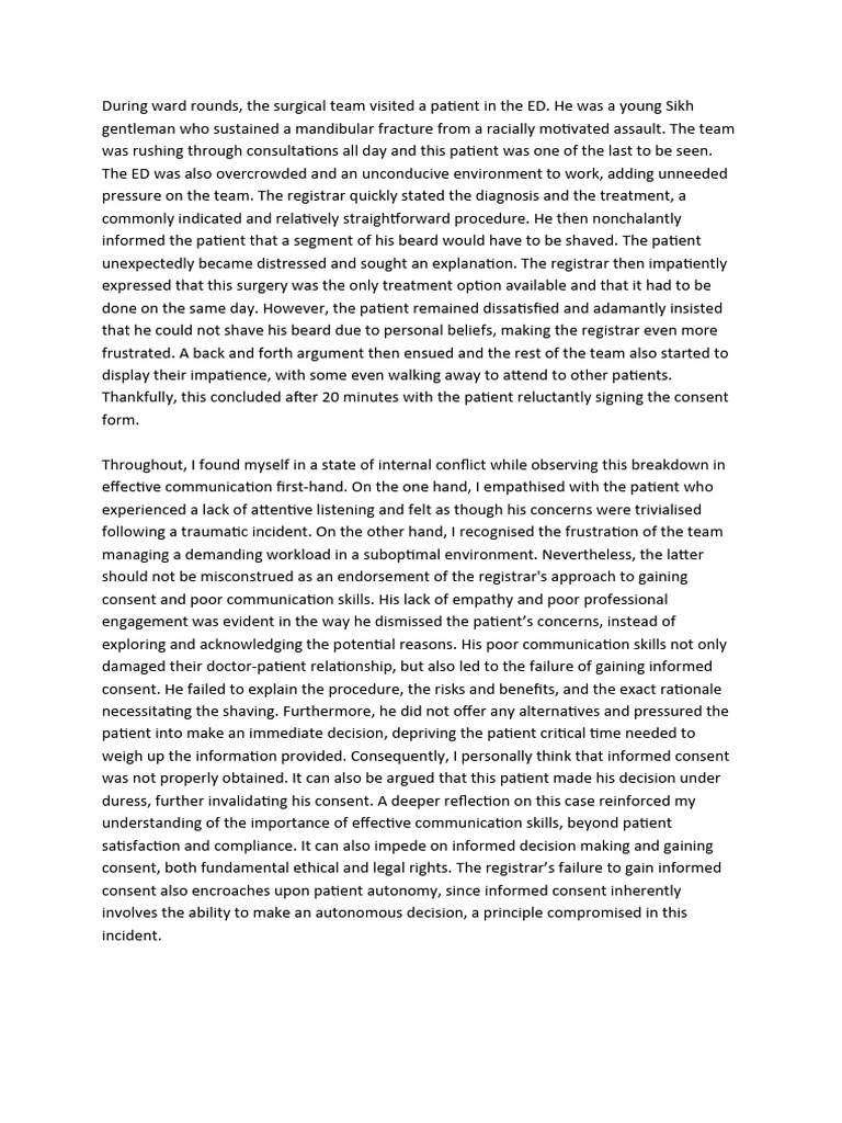 Clinical Ethical Reflections | PDF | Informed Consent | Autonomy