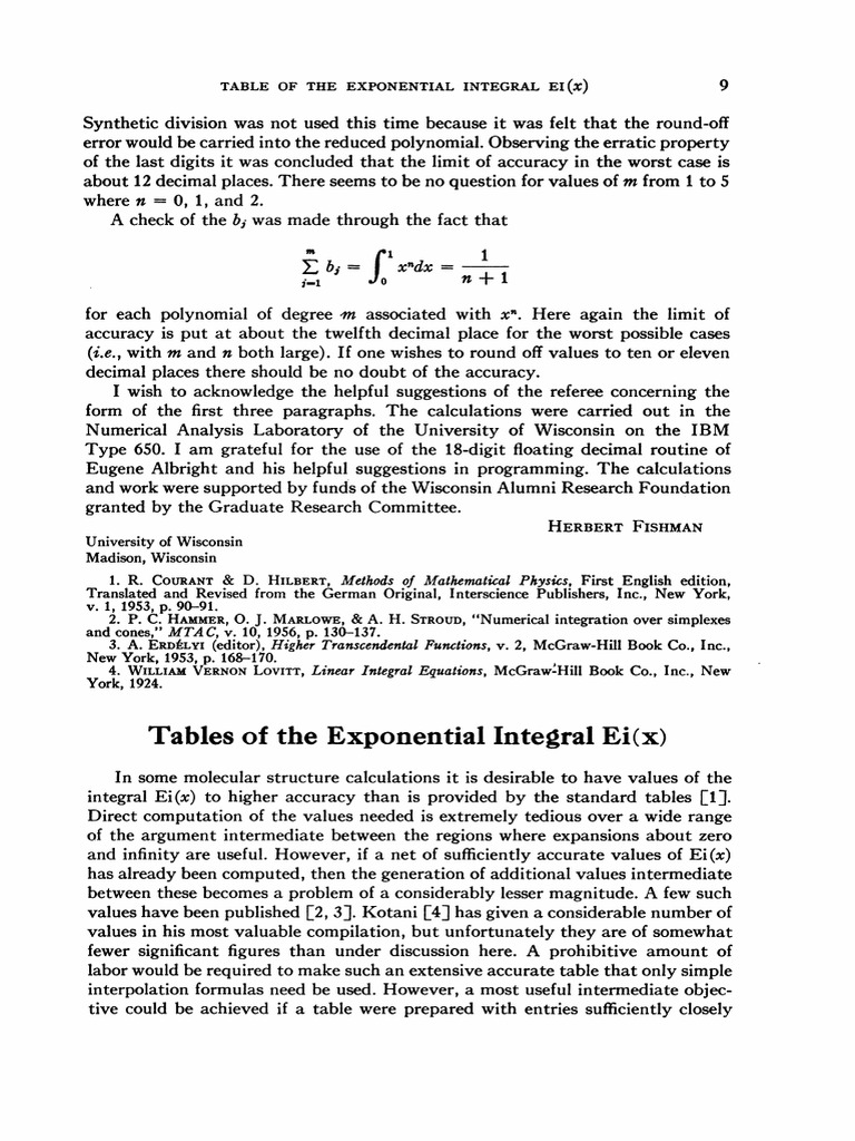 Exponential Integral Tables | PDF | Trigonometric Functions ...