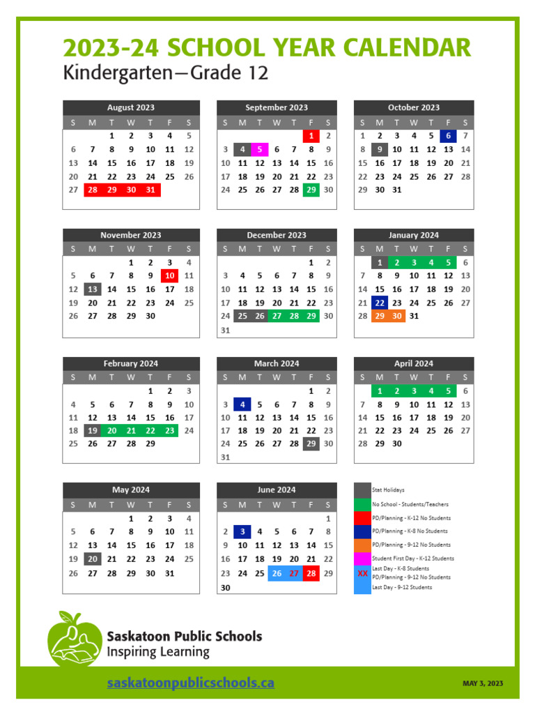 2023-24 School Calendar | Download Free PDF | Schools