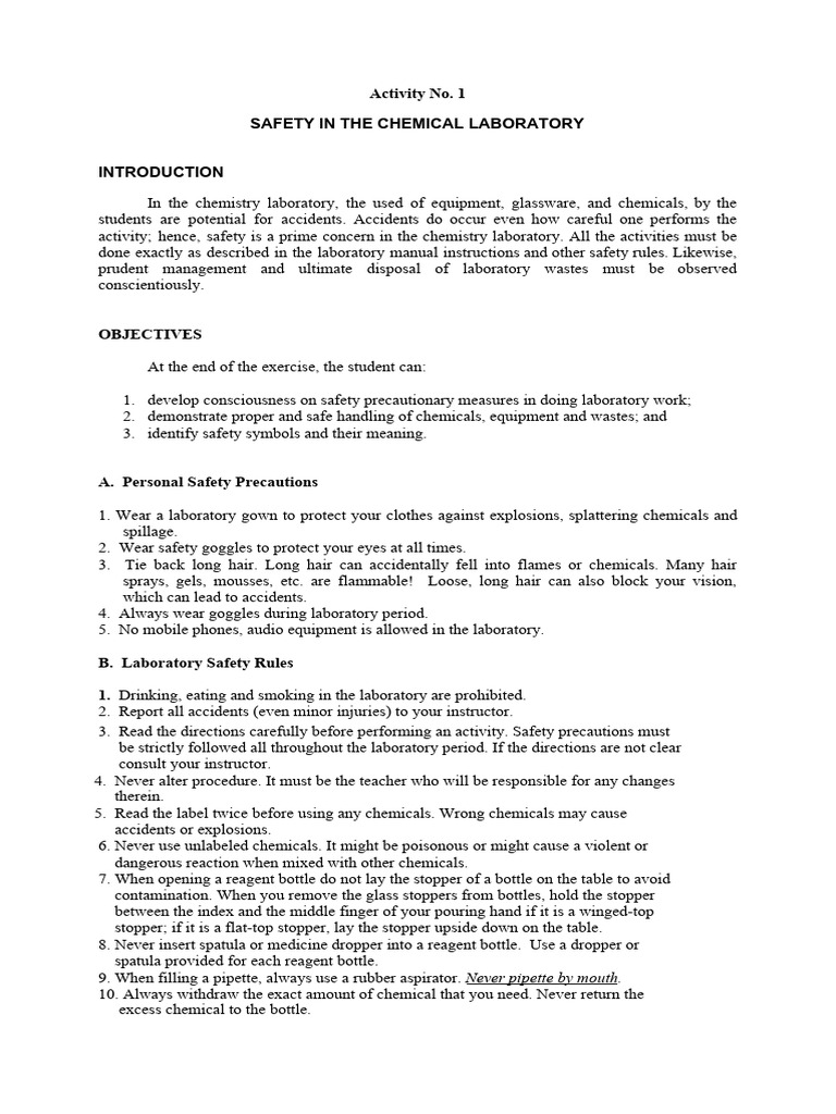 Chemical Laboratory Safety Guidelines | PDF | Waste | Sodium Bicarbonate