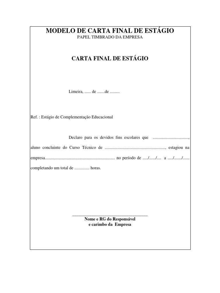 Carta Final Estagio Pdf