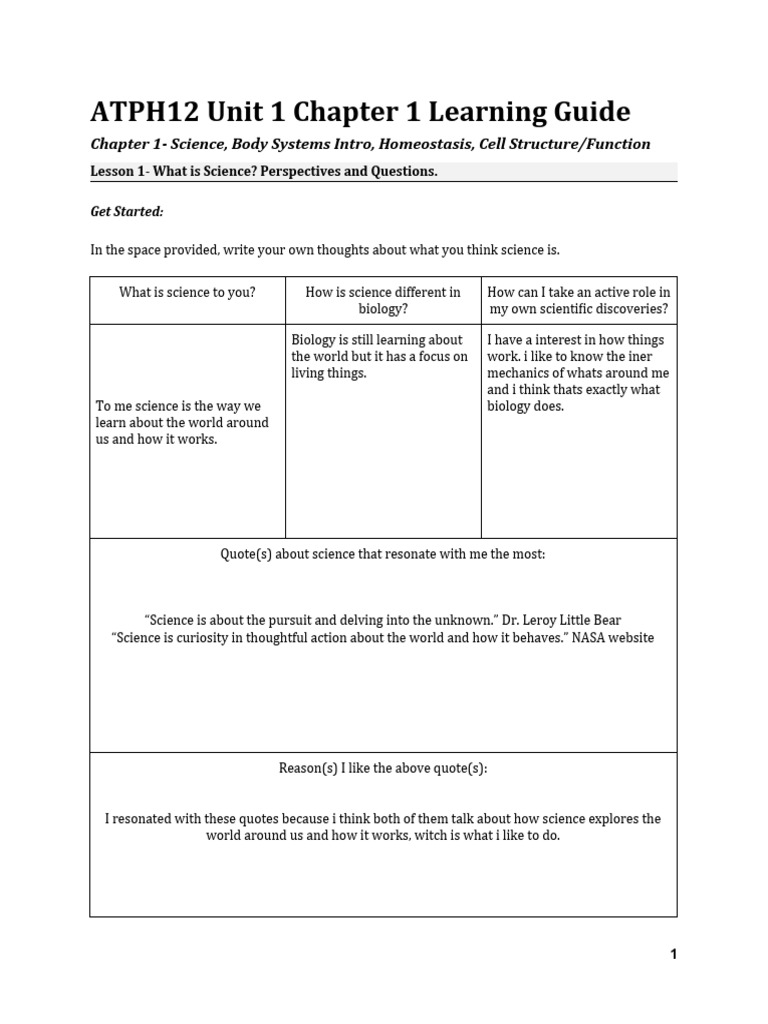 Science and Body Systems Learning Guide | PDF | Cell (Biology) | Organelle
