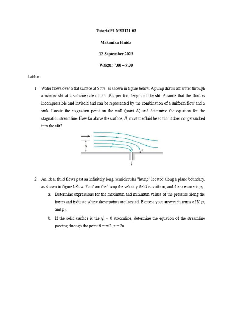 Fluid Mechanics Problem Set | PDF | Fluid Dynamics | Pressure