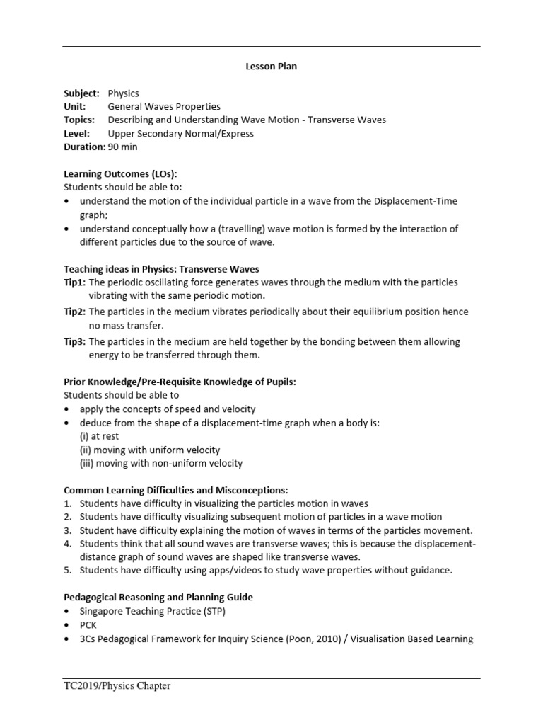 Lesson Plan (Waves) | PDF | Waves | Oscillation