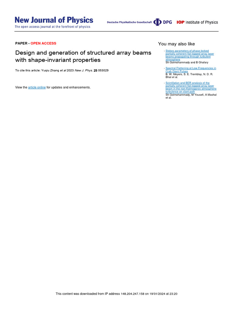 Zhang 2023 New J. Phys. 25 053029 | PDF | Diffraction | Optics