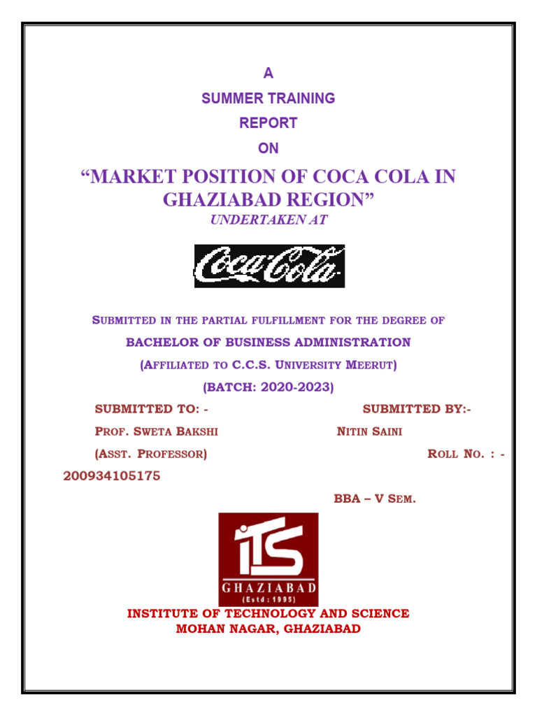 Nitin Sani | PDF | The Coca Cola Company | Coca Cola