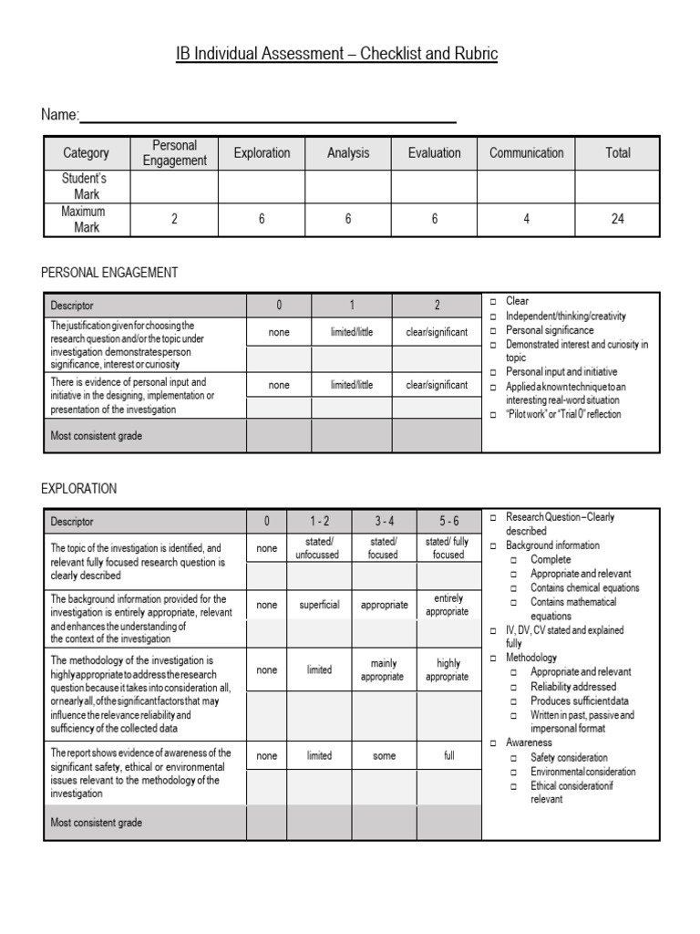 IA Final Draft Marking Rubric | PDF | Data | Quantitative Research