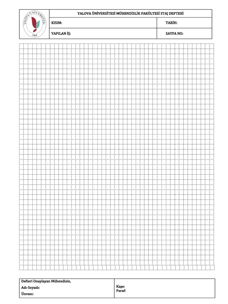 Staj Defteri Ic Sayfalar Kareli | PDF