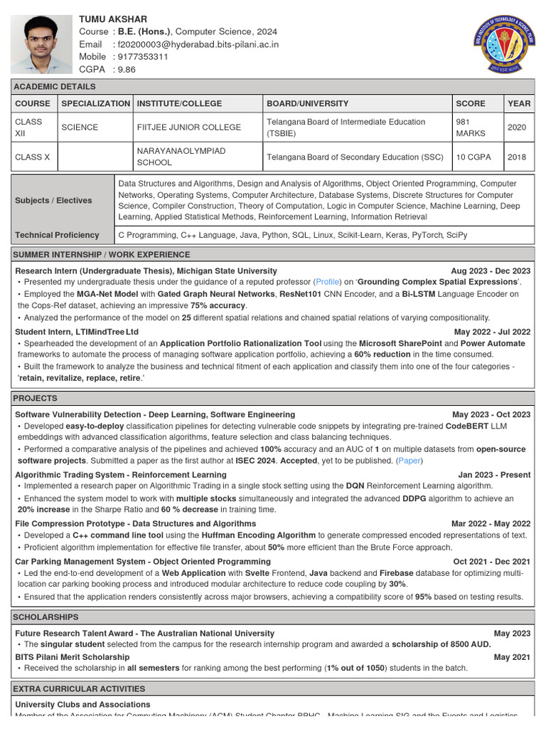 IIM Resume Template for Akshar Sarvesh | PDF | Data Compression ...