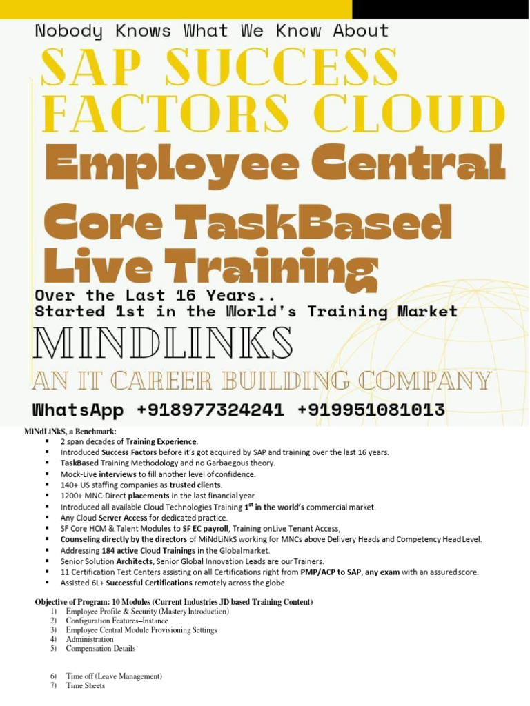 SAP SuccessFactors Cloud HXM - EC - TaskBased Training Program by MiNdLiNkS - 2022NoV | Download ...