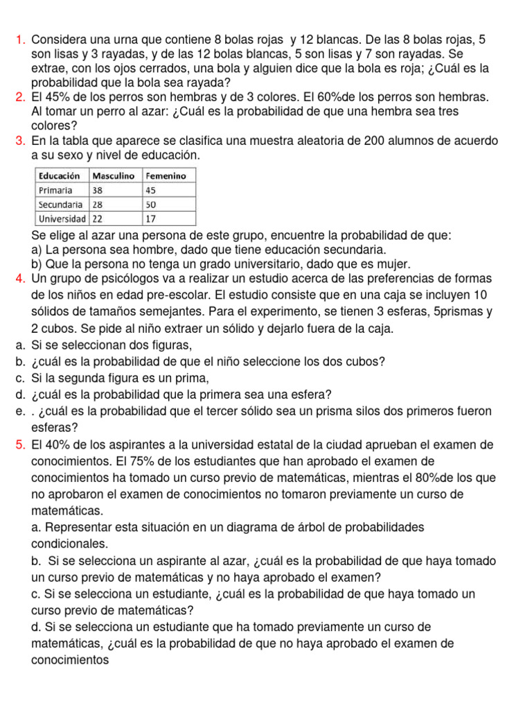 Ejercicios Probabilidad Condicional | PDF | Probabilidad